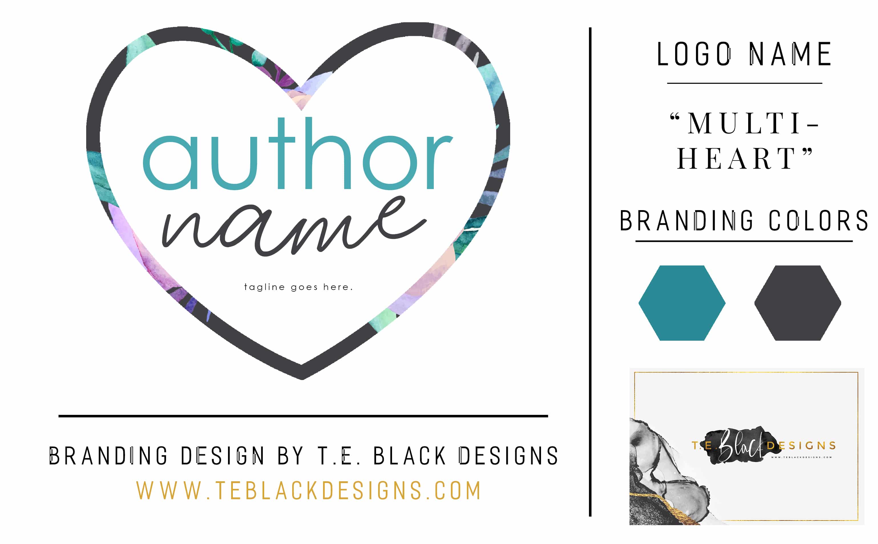 “Multi-Heart” Premade Logo | T.E. Black Designs